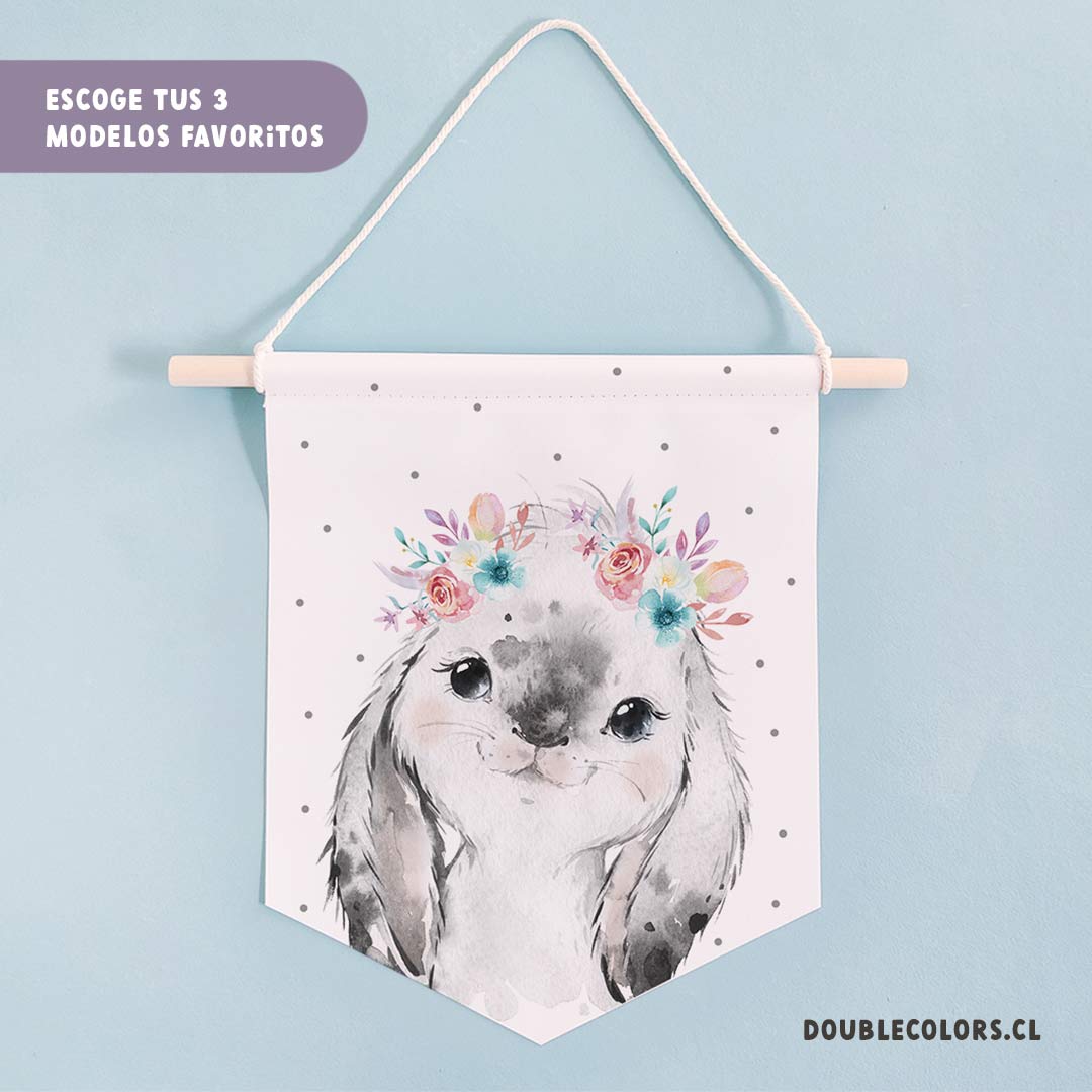 Banderines de tela gatito, perro y conejo — DoubleColors