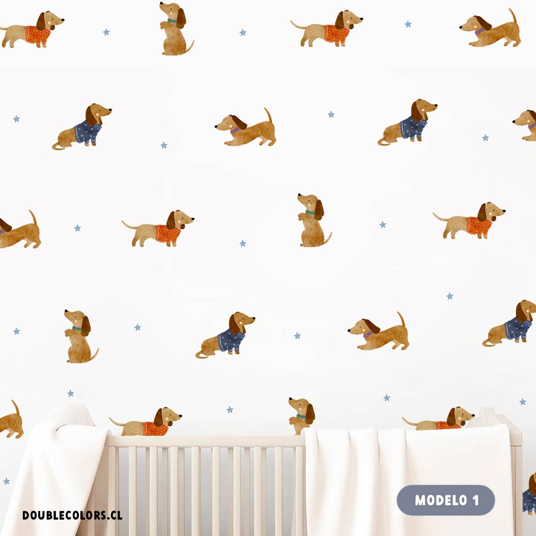 Vinilo infantil perritos salchicha — DoubleColors