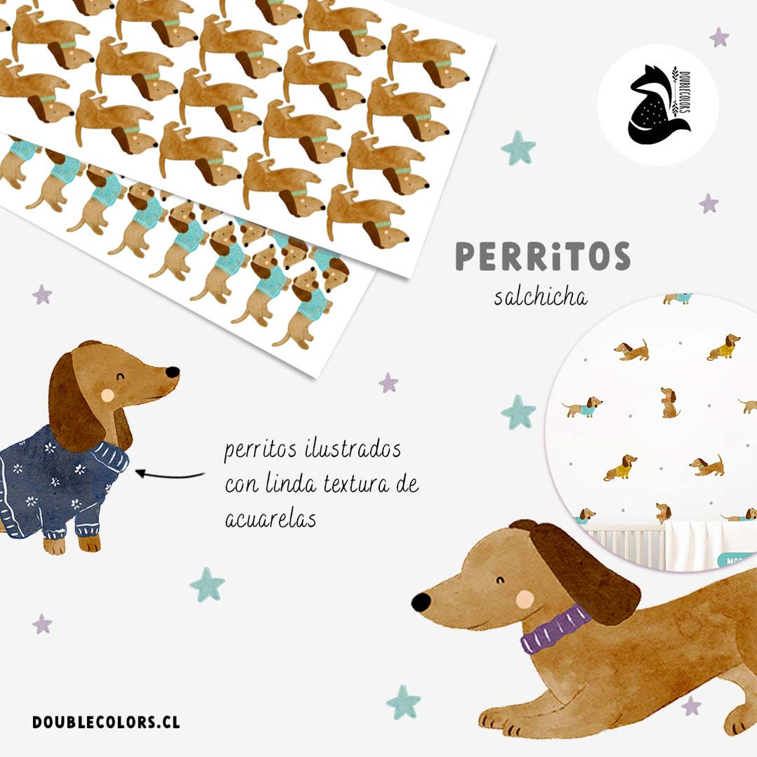 Vinilo infantil perritos salchicha — DoubleColors